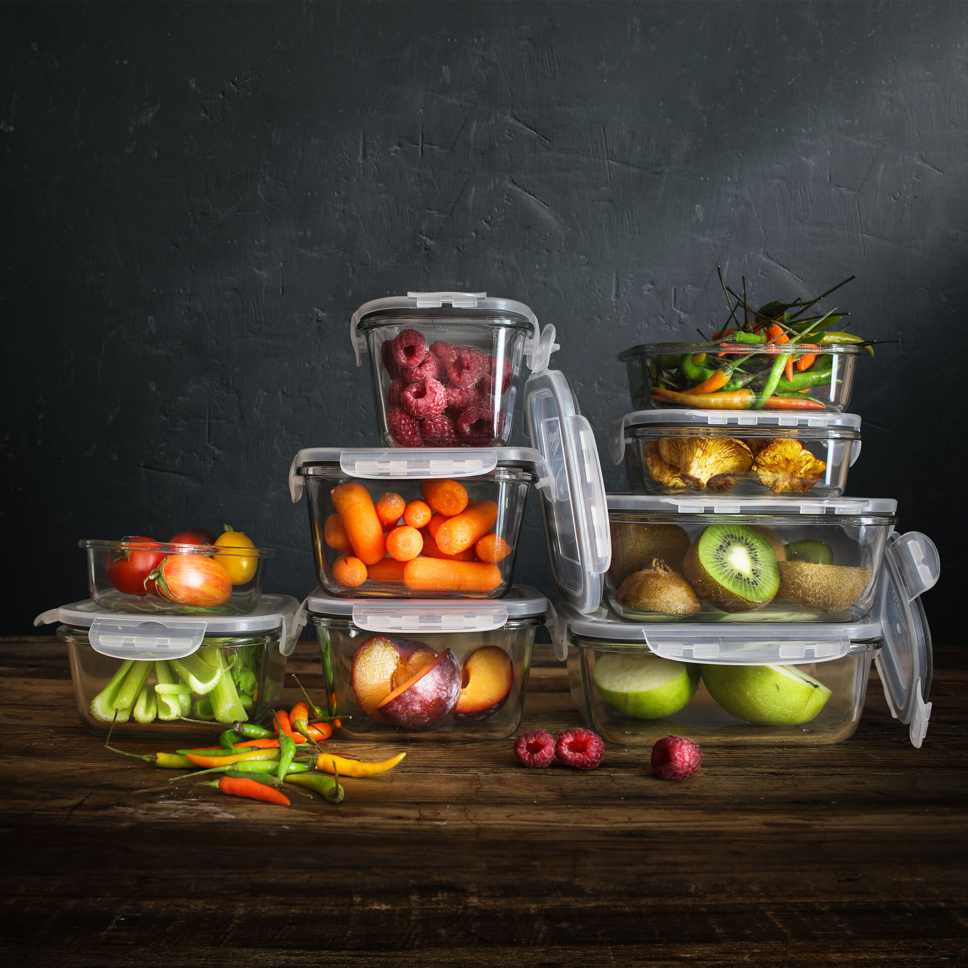 9-Piece Glass Kitchen Containers Food Storage Set