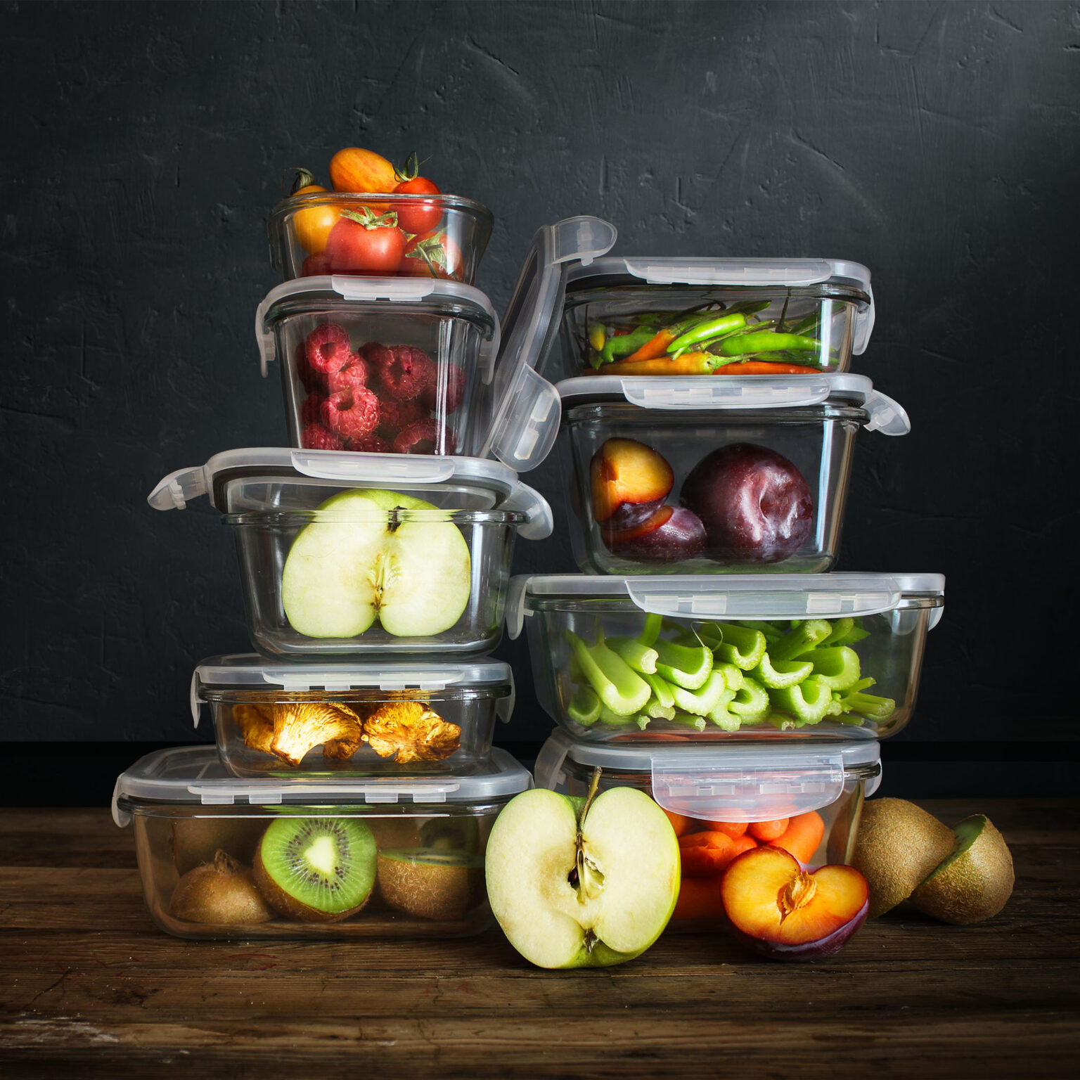 9-Piece Glass Kitchen Containers Food Storage Set