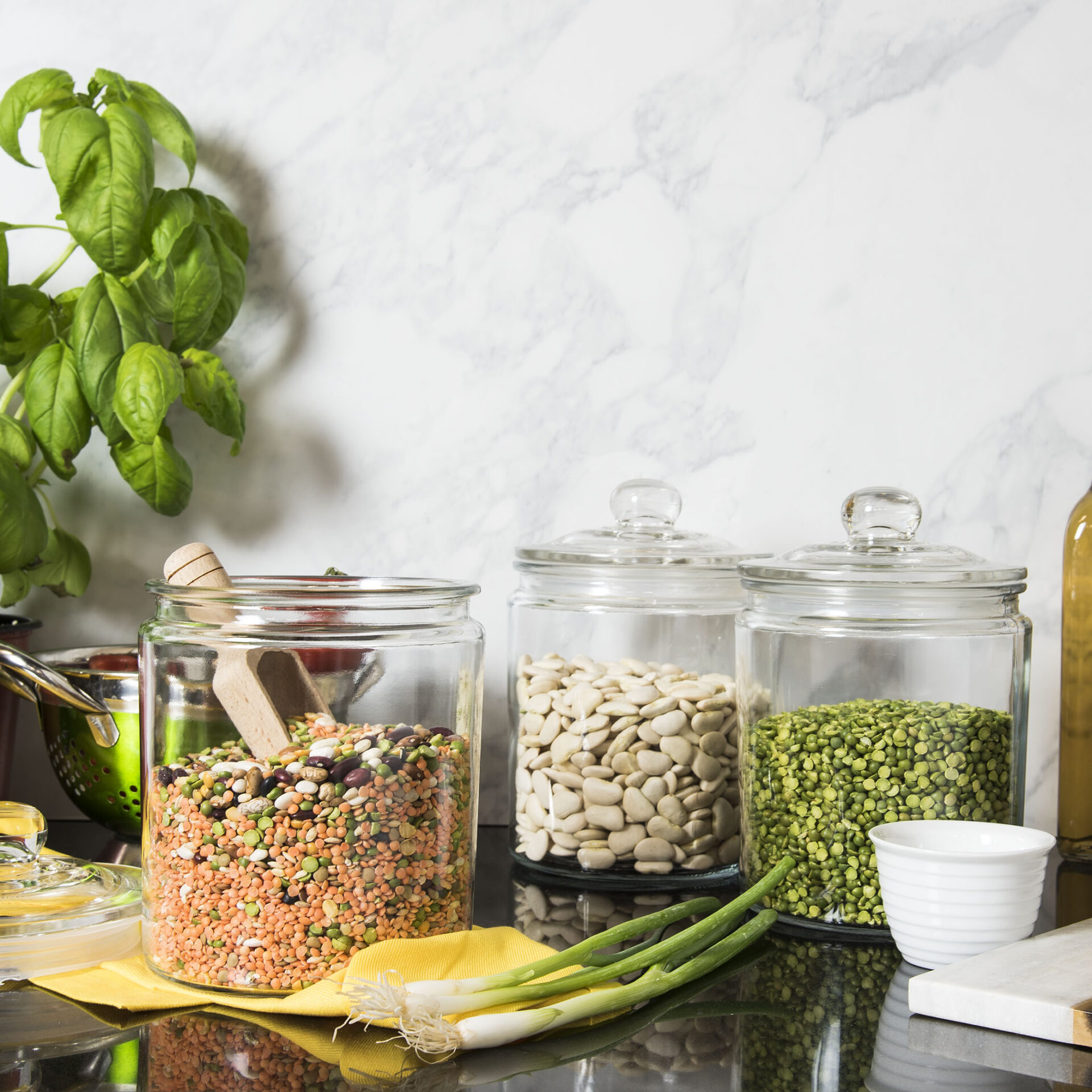 3-PIECE GLASS APOTHECARY STORAGE JARS SET, 2 L