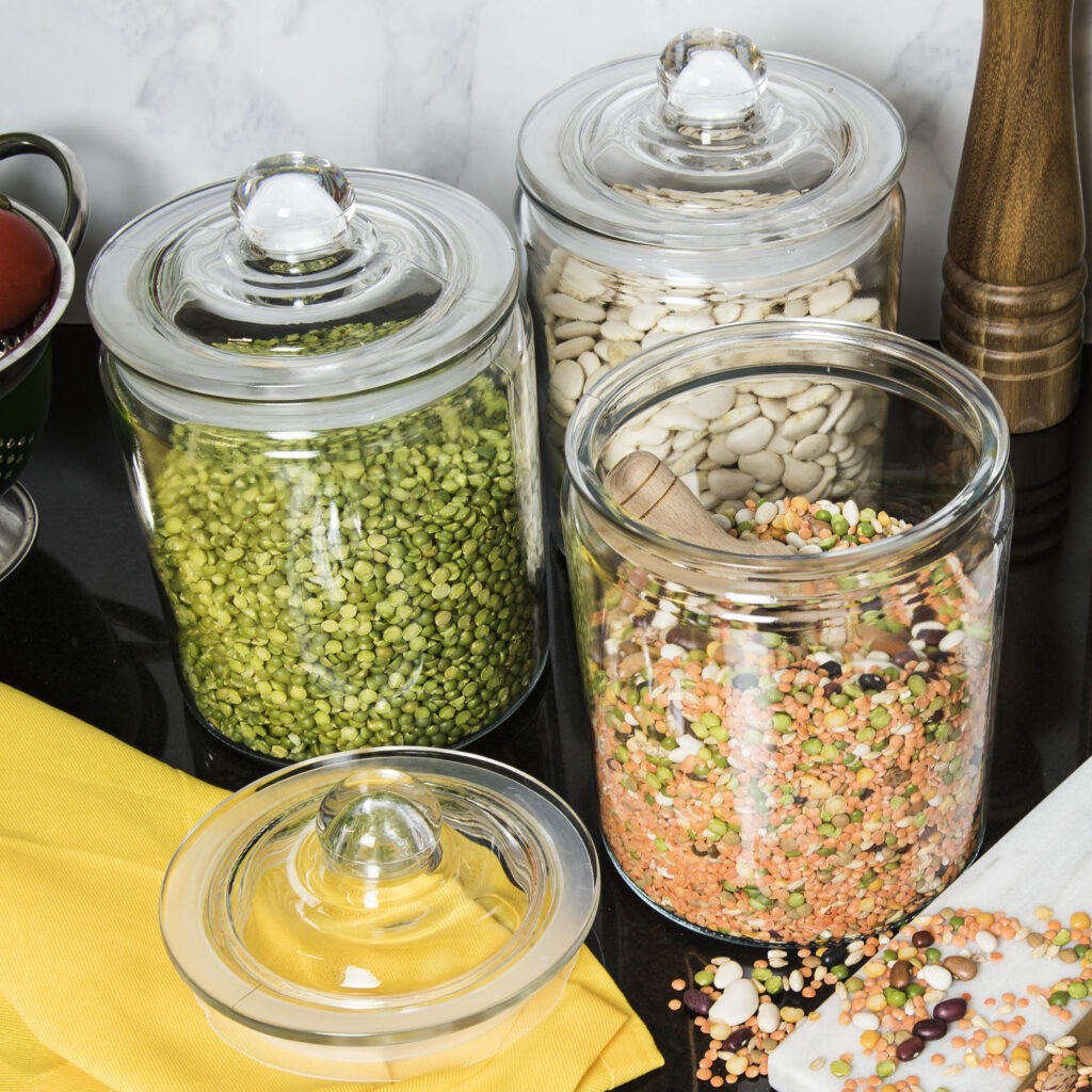3-PIECE GLASS APOTHECARY STORAGE JARS SET, 2 L