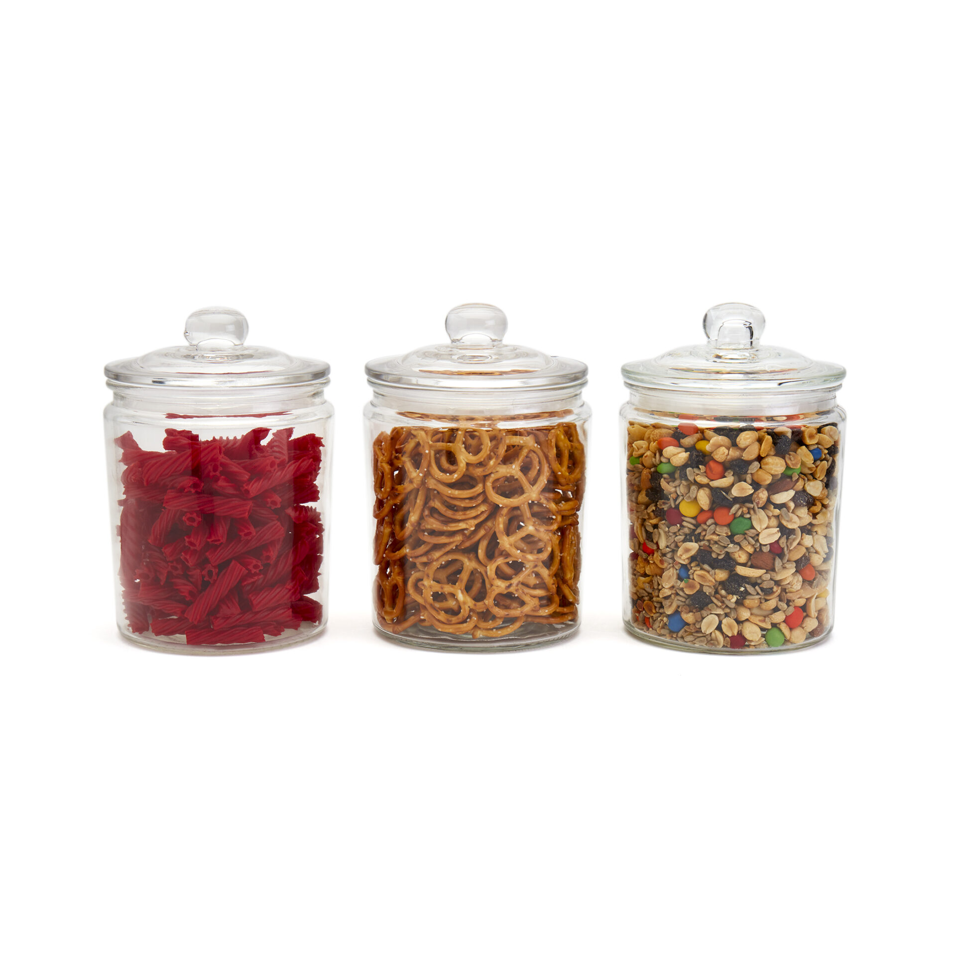 3-PIECE GLASS APOTHECARY STORAGE JARS SET, 2 L