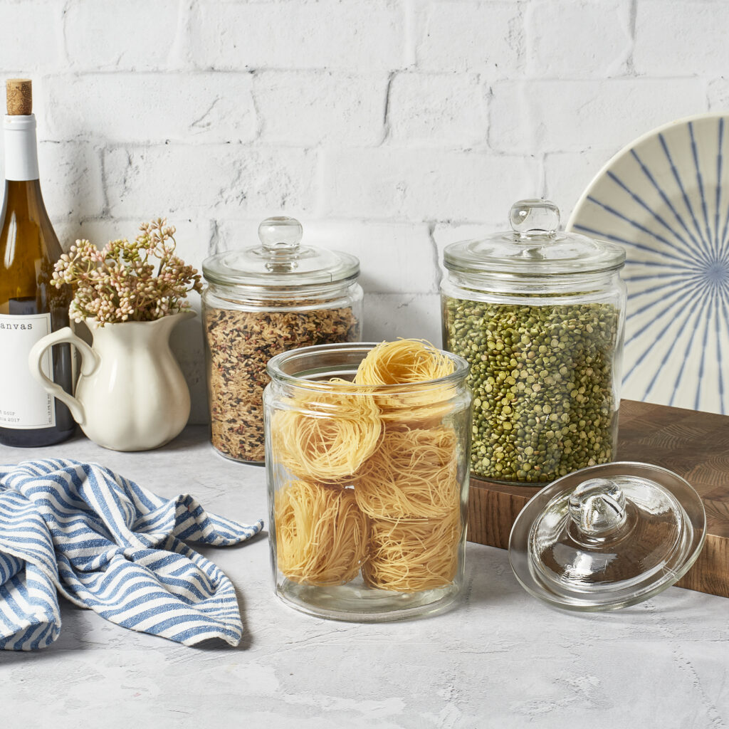 3-PIECE GLASS APOTHECARY STORAGE JARS SET, 2 L