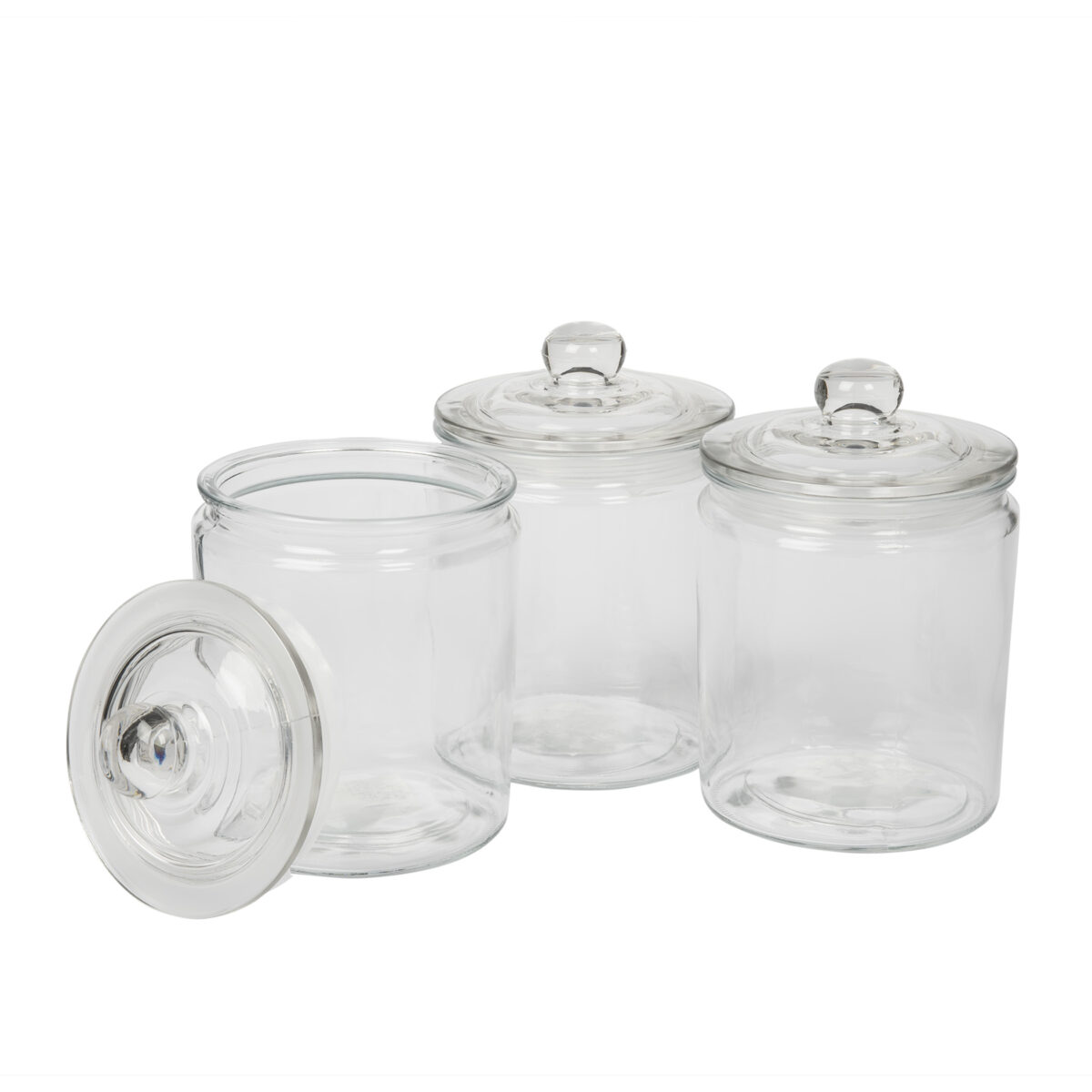3-PIECE GLASS APOTHECARY STORAGE JARS SET, 2 L